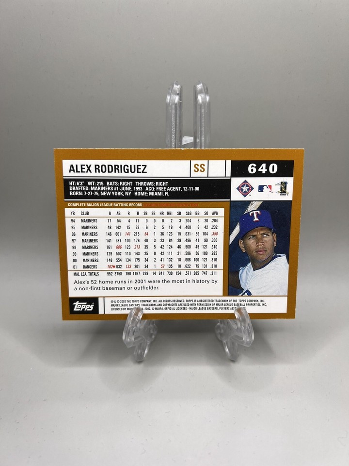 2002 Topps Alex Rodriguez Texas Rangers #640 | eBay