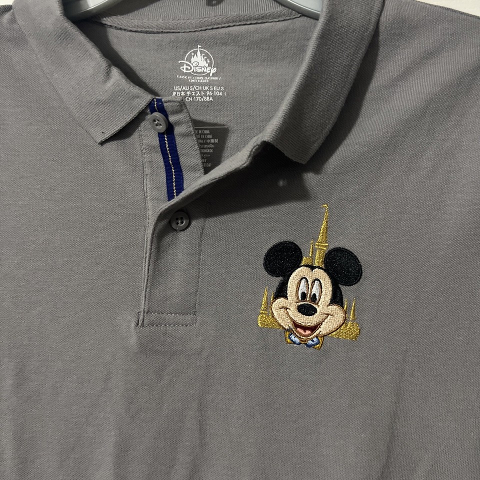 DISNEY World MICKEY MOUSE 50TH ANNIVERSARY GRAY POLO SHIRT Mens Small ...