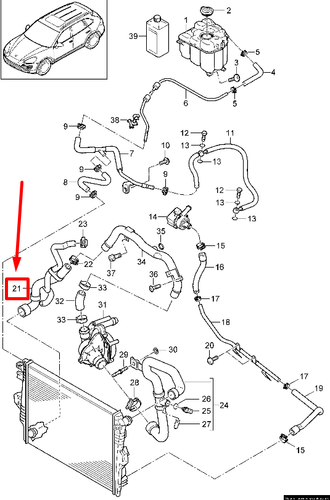 PORSCHE CAYENNE 92A Engine Water Coolant Hose 95810640260 NEW GENUINE ...