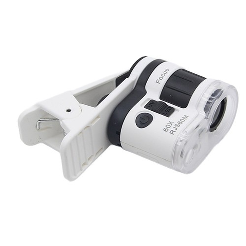 Hobbyist Loupe 60x Magnification 2 LED White Lights Phone Clip Included ...