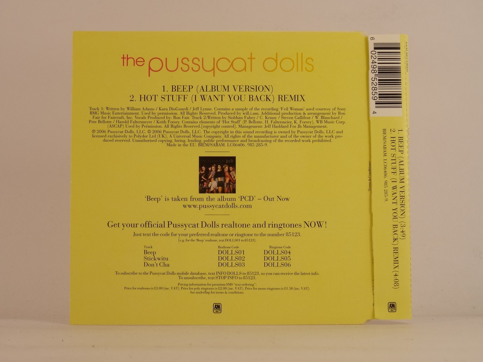 THE PUSSYCAT DOLLS FT WILL.I.AM BEEP (H1) 2 Track CD Single along with ...