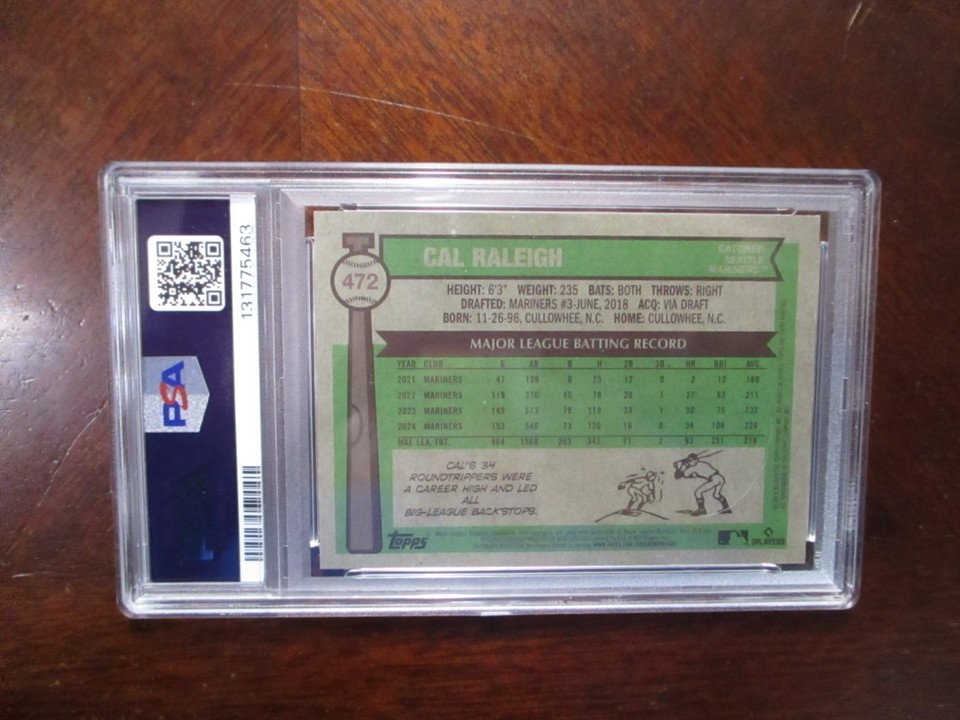 2025 Topps Heritage Chrome Pink Sparkle Refractor Cal Raleigh #472 PSA ...