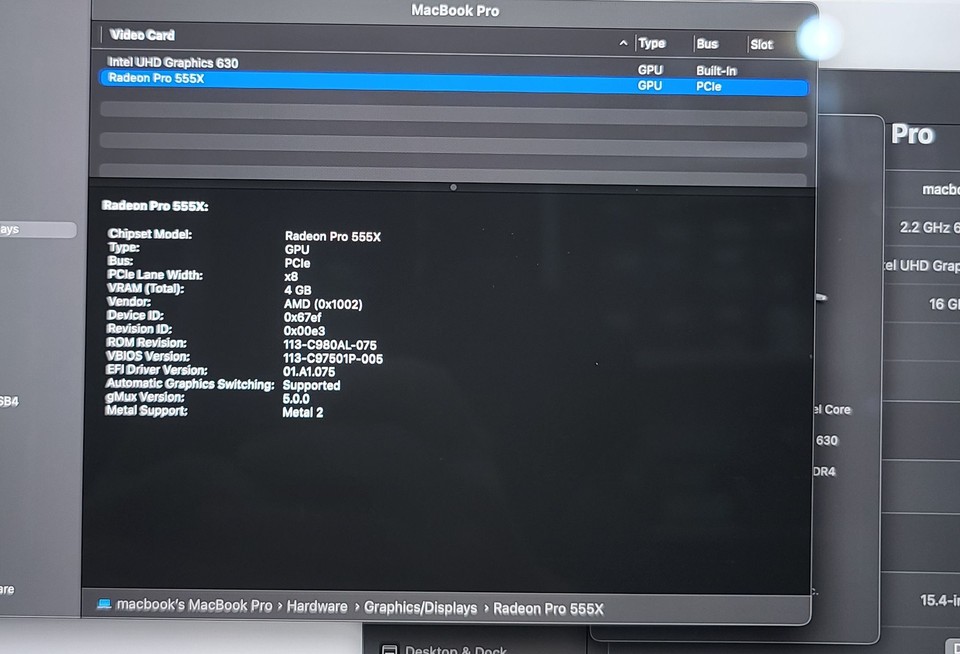 MacBook Pro 15" A1990 2018 i7 2.2Ghz 16GB 256GB Logic Board 820-01041-A ...