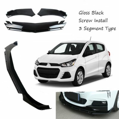 Add-on Universal Black Front Bumper Lip Spoiler Fit For Chevrolet Spark ...