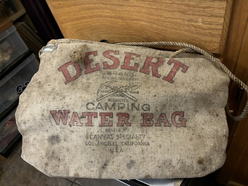 Vintage Desert Brand Camping Water Bag, Canvas Specialty, Los Angeles ...