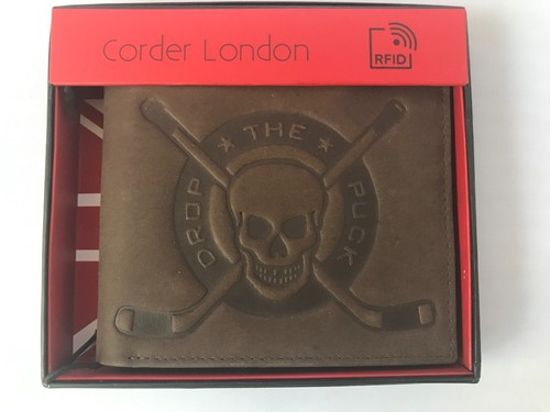 Corder London Men's Drop The Puck Dark Brown Leather Slim Bifold Wallet ...