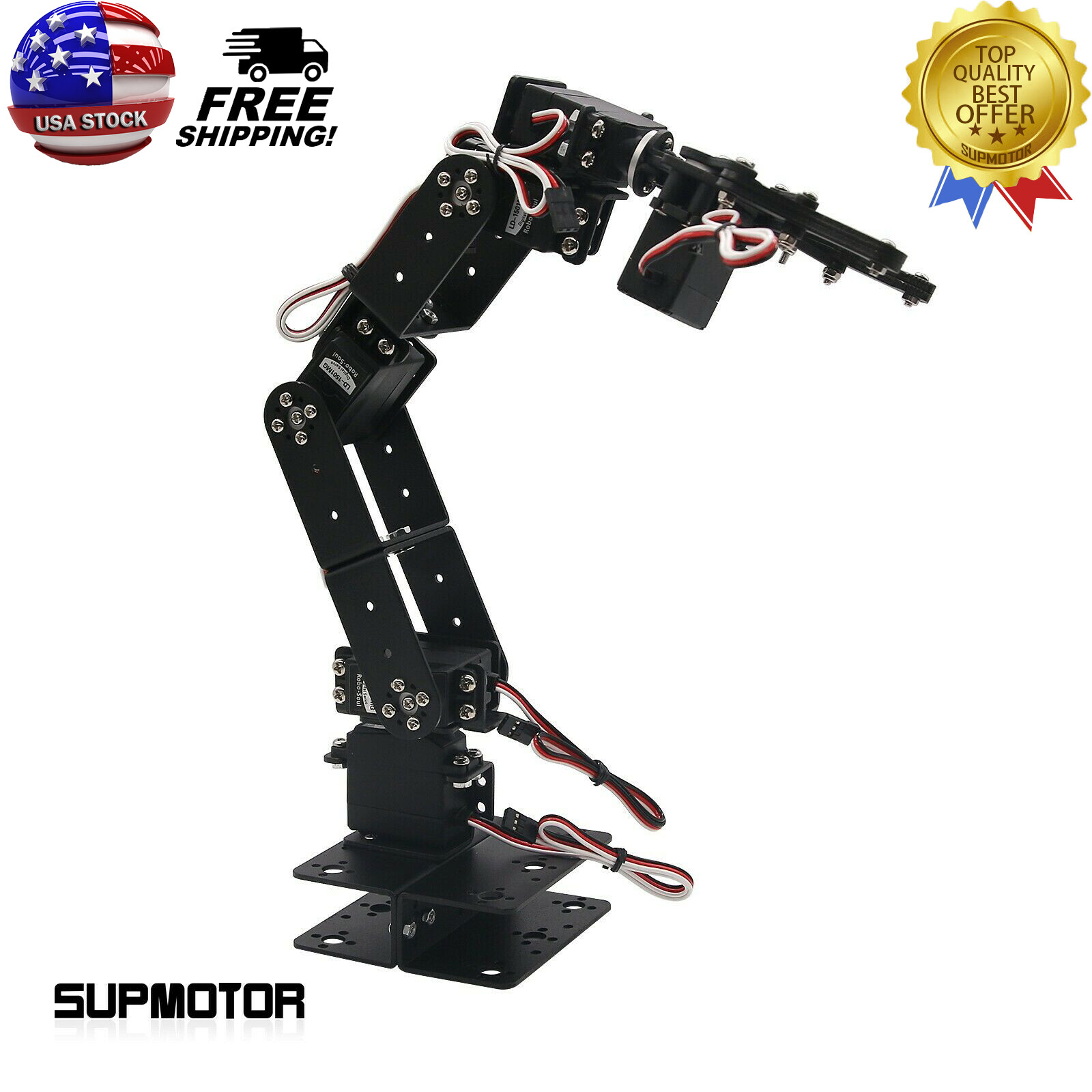Aluminium 6 DOF Arm Mechanical Robotic Arm Clamp Claw Mount Kit USA ...