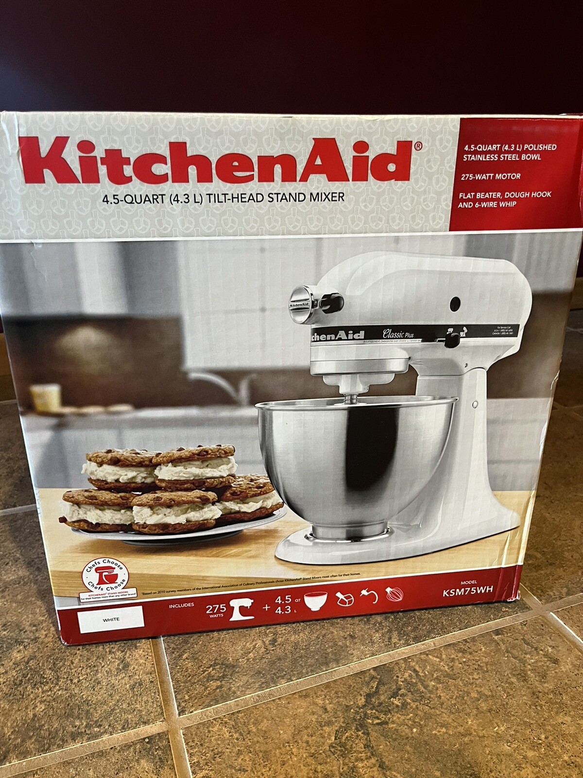 KitchenAid Classic Plus Series 4.5 Quart Tilt-Head Stand Mixer KSM75WH ...