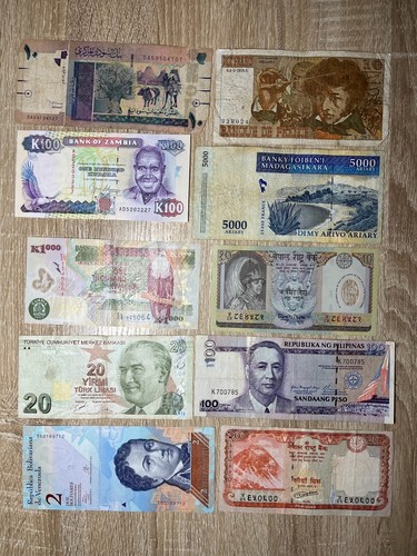 Set of 10 Circulated Unique Foreign Banknotes World Currency ...