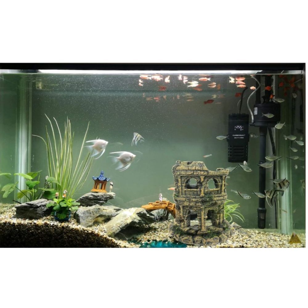 European Castle Roman Column Resin Hideout Aquarium Decorations Fish ...