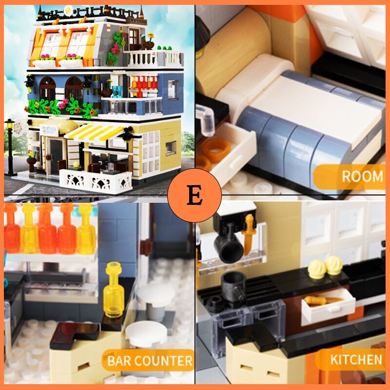 City Street View Building Blocks CAFE Shop Garden Restaurant Store Architecture | eBay