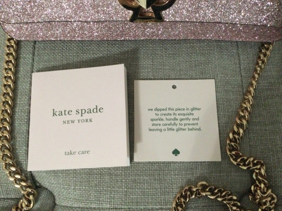 Kate Spade Nicola Small Glitter Rose Pink Crossbody Bag Spade / Heart ...