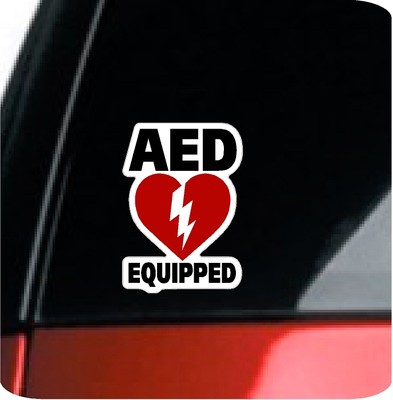 2 - 4" AED Equipped Decals Medical Emergency Vehicle Defibrillator 1909 ...