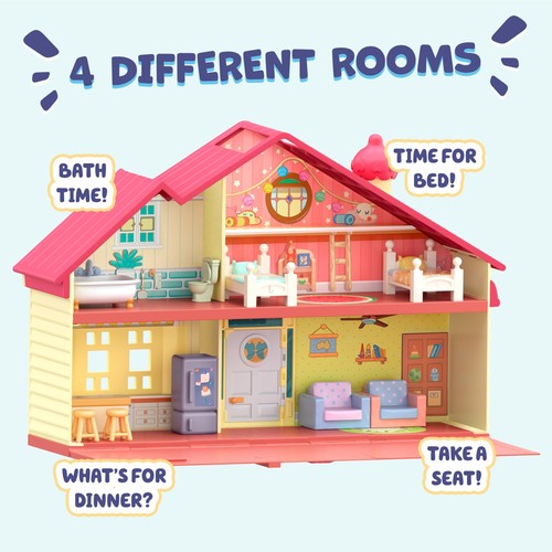 Bluey Toy House Playset, Mega Bundle Family Home & BBQ Playhouse Toys ...