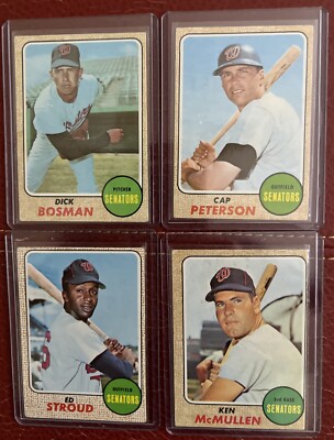 1968 Topps Washington Senators Lot Of (4) All Cards About VG/EX With No ...