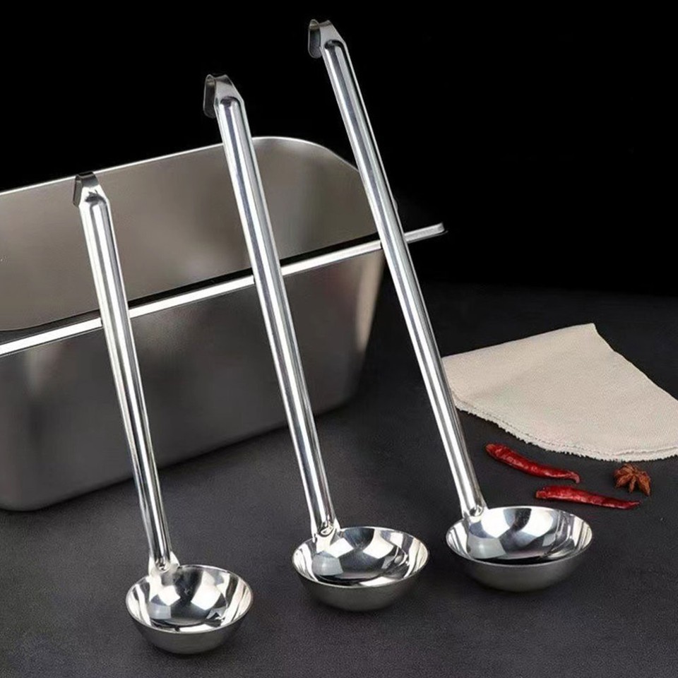 2 Pcs Soup Ladle Set Long Handle Measuring Spoon Ladles Serving Metal ...