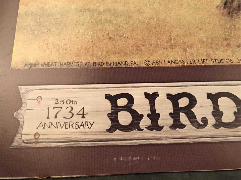 GEORGE LYSTER "AMISH WHEAT HARVEST AT BIRD IN HAND PA" HAND SIGNED ...