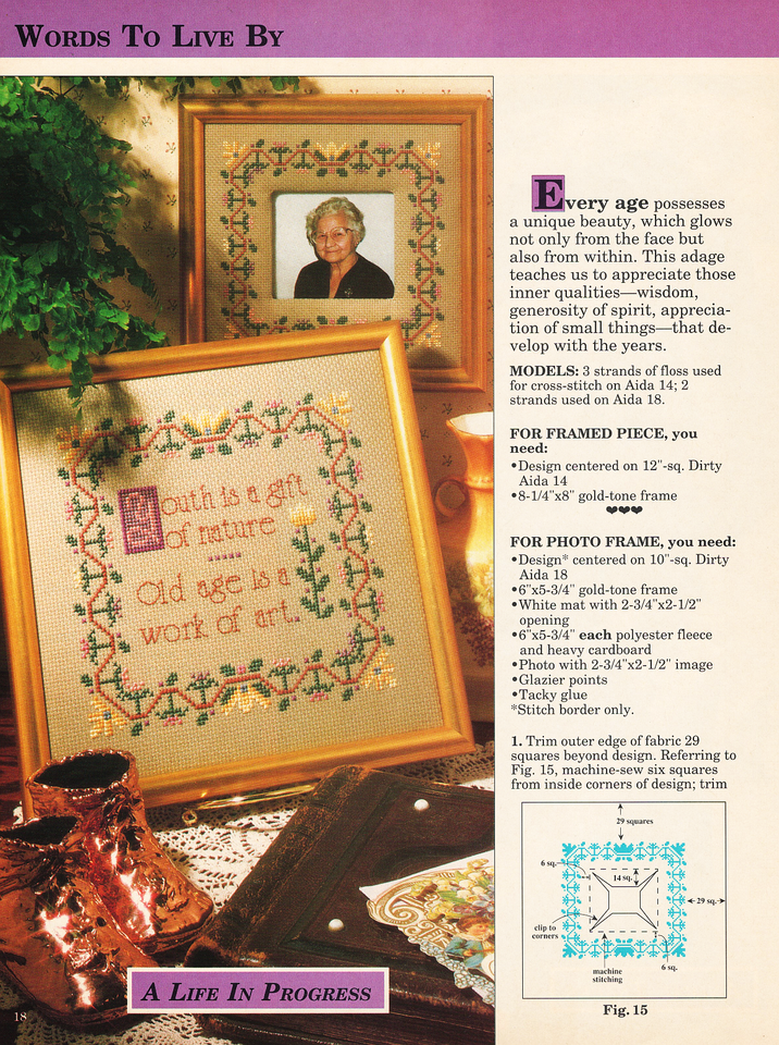 "YOUTH & AGE" Young Old Aging Flowers Floral Magazine Cross Stitch ...
