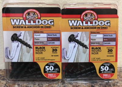 HILLMAN 42006 3/16 in. D x 1-1/4 in. L Black Walldog Screw & Anchor 2 ...