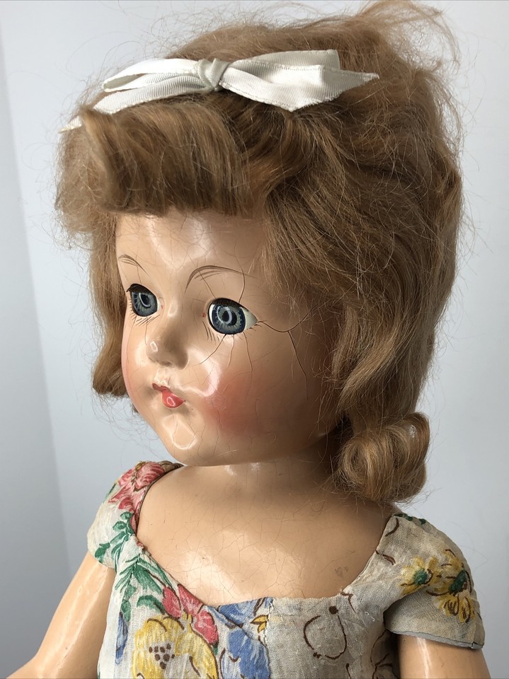 18” Vintage Effanbee Little Lady Compo Doll 1940’s 1950’s Mohair Blonde ...
