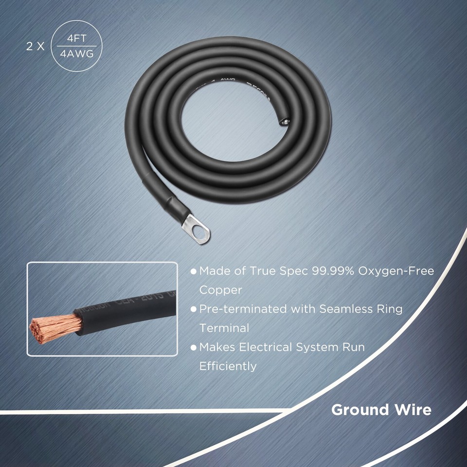 RECOIL PBG3-4 True Spec 4 Gauge 99.99% Oxygen Free Copper Wire Big 3 ...