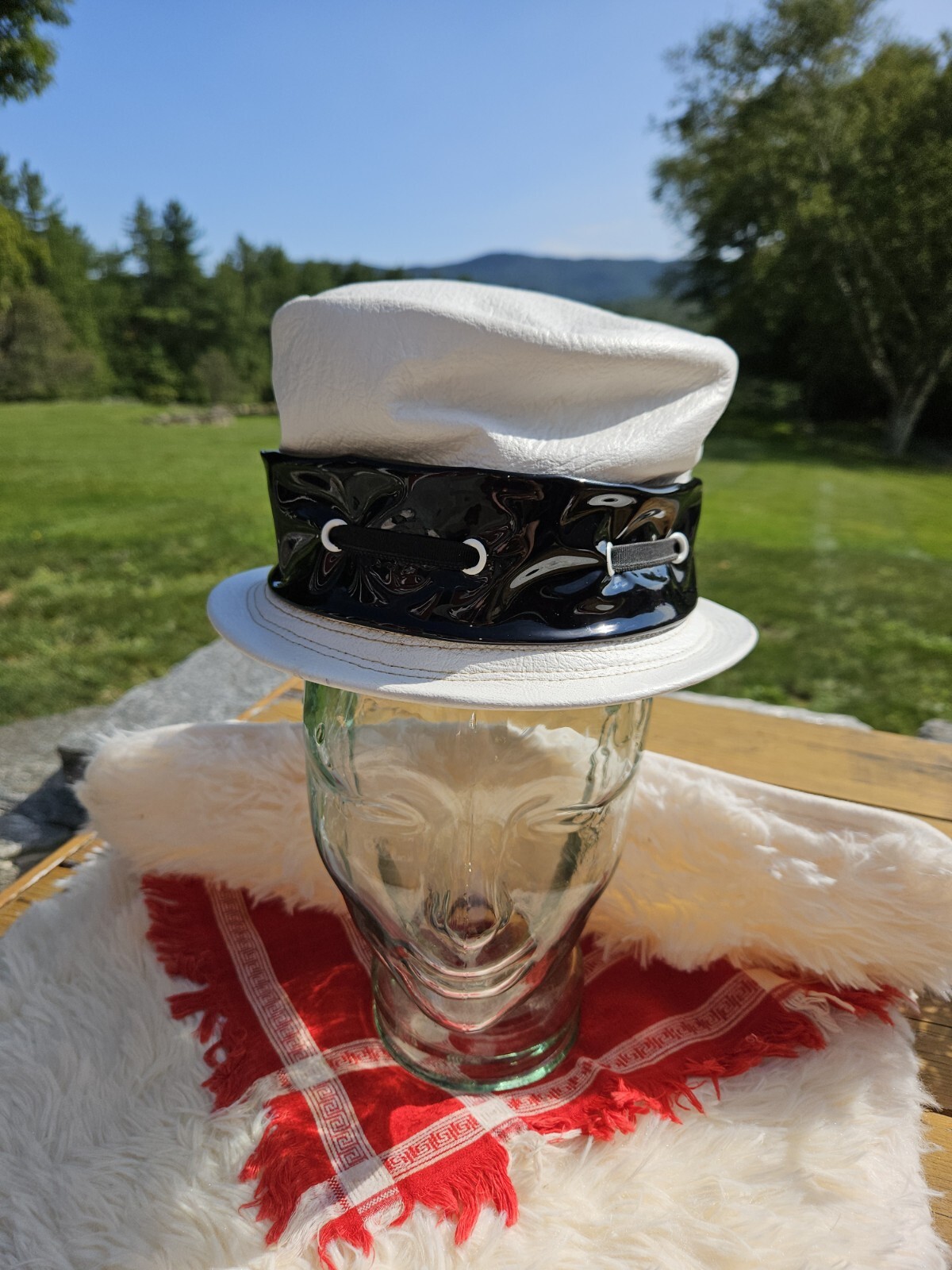 VintageWhite Vinyl And Black Patent Leather Band Wom… - Gem