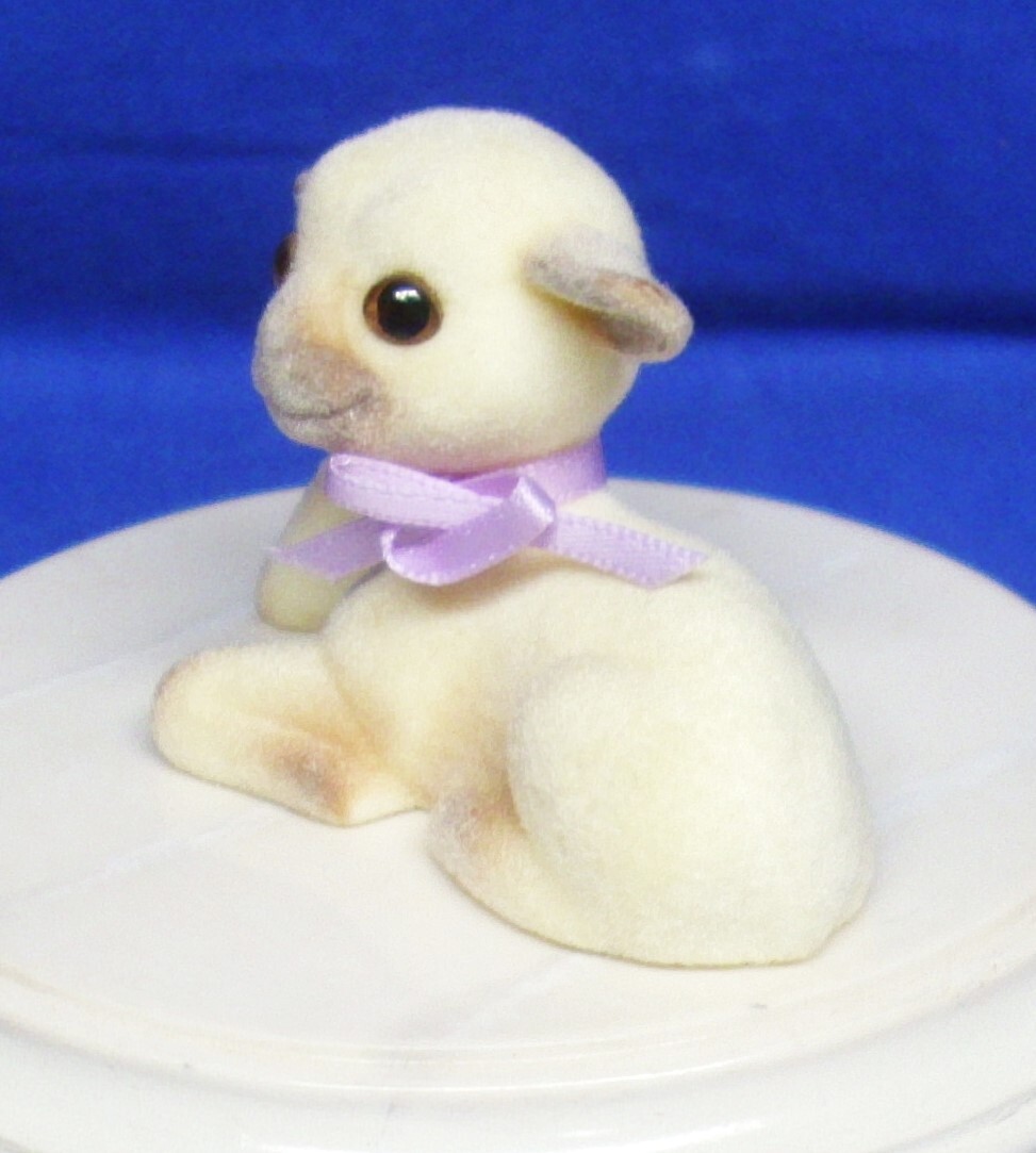 Hallmark Easter Merry Miniature Flocked Lamb with Purple Bow 1985 Used ...