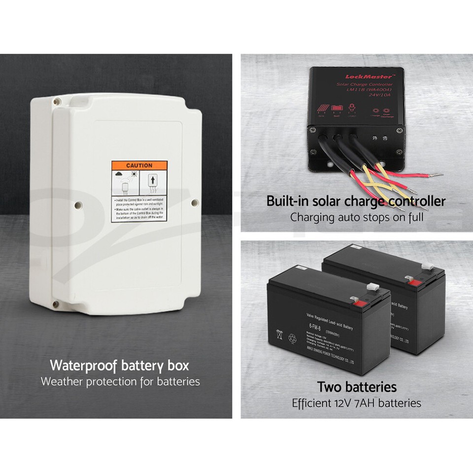 LockMaster 10W Swing Gate Opener Auto Solar Power Electric Remote ...