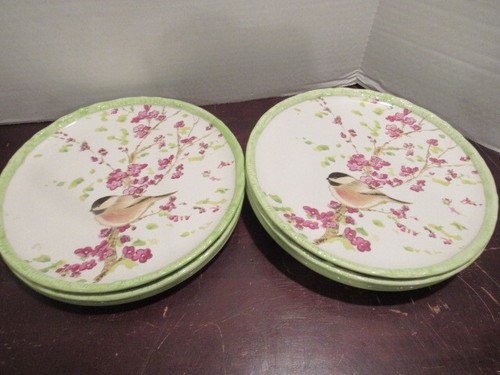 Lot of 6 - Kate Williams Global Design Chickadee Dinner Plates 10" | eBay