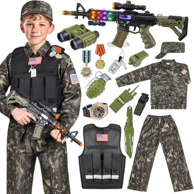 Kids Army Costume for Boys, Military Soldier Costume with Army Toys ...