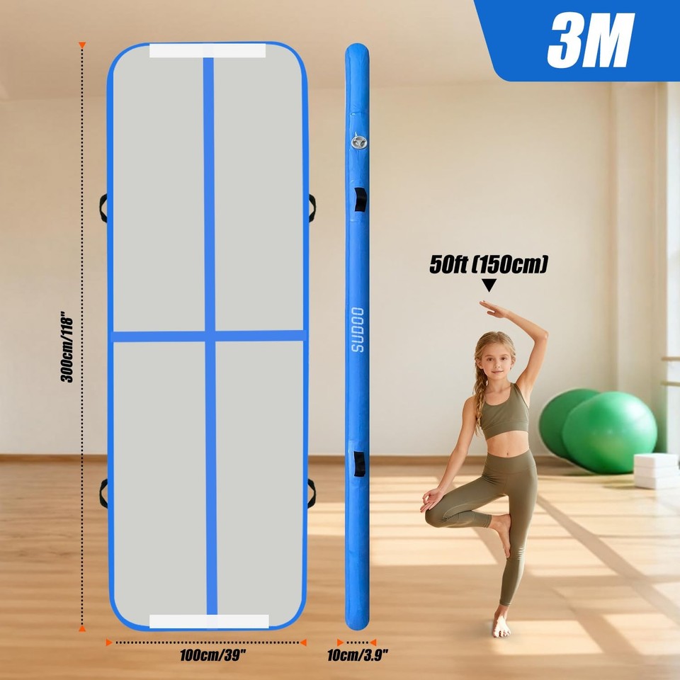Inflatable Tumble Track Gymnastics Mat 10ft/13ft/16ft AIR Pump Home ...