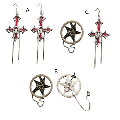 Gothic Punk Cross-Dangle Earrings Religious Jewelry Cross-Earring Punk ...