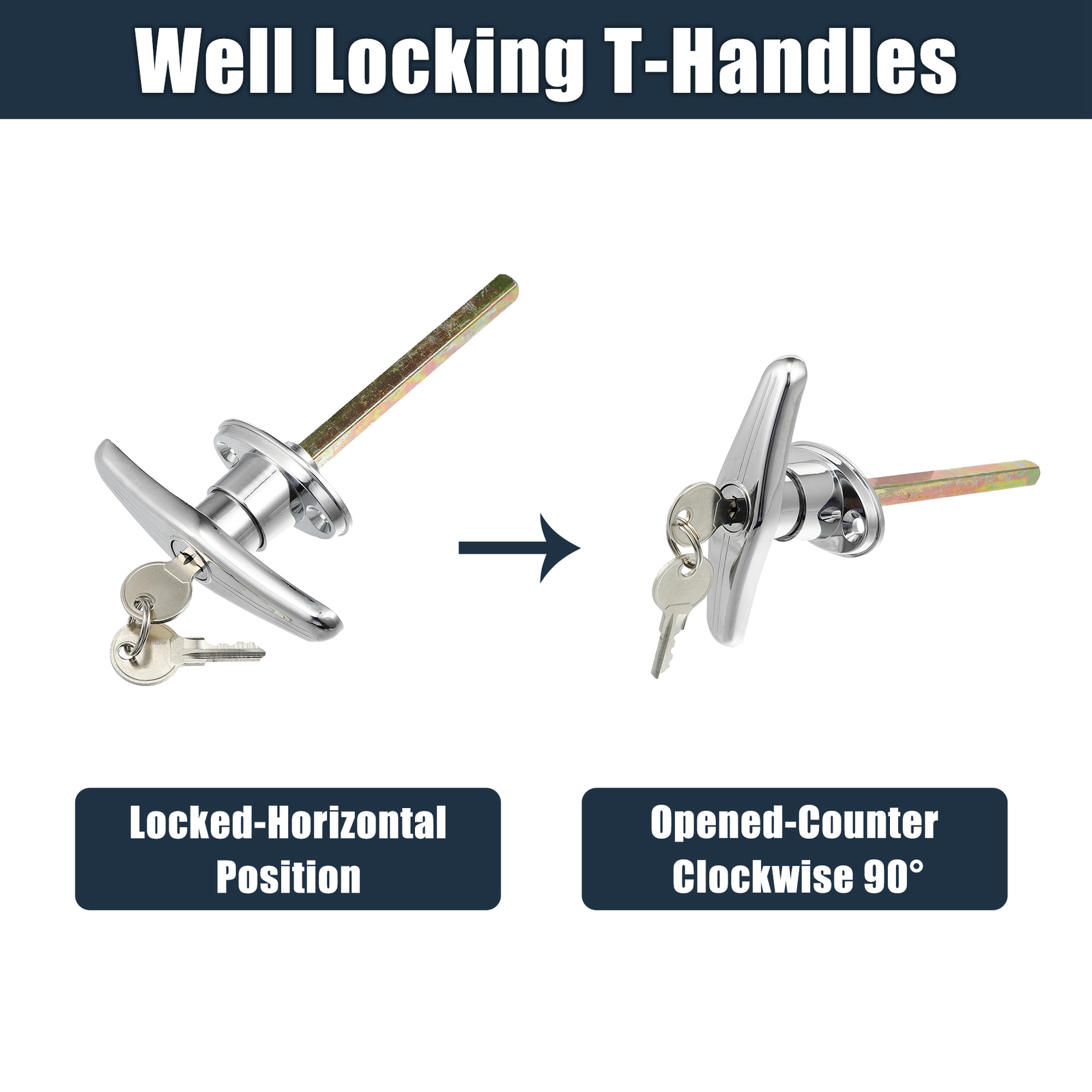 Universal Piece of 1 Truck Door Lock Cap Locking T-Handle with 2 Keys ...