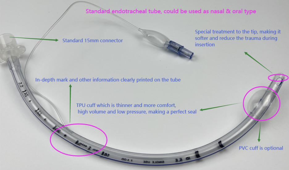 Medical Disposable Science Tracheal Endotracheal Intubation Tubes with ...