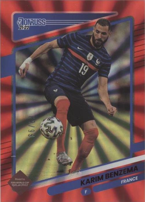 2021-22 Panini Donruss Road to Qatar - Karim Benzema #64 Holo Red Laser ...