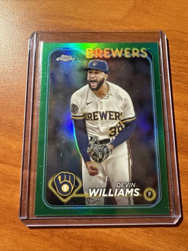 2024 Topps Chrome Devin Williams Green Refractor Milwaukee Brewers 25/ ...