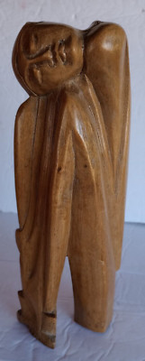 Hand Carved Wooden Resting Man Figure Statue / Sleeping Woman/Tired ...