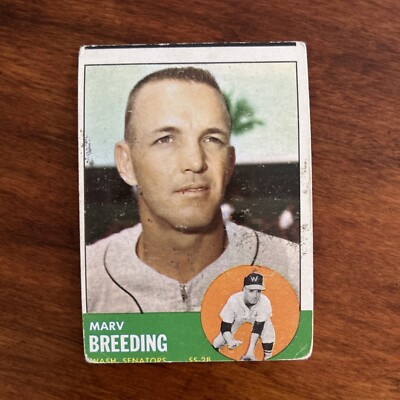 1963 Topps Baseball Marv Breeding Washington Senators Card #149 | eBay