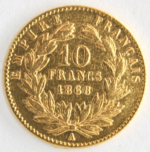 France 10 Francs Ruler Napoleon III .900 Fine Gold Coin Random Year KM ...
