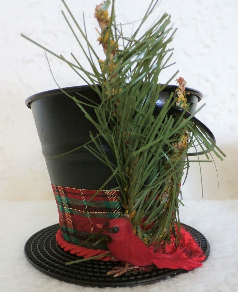 Refillable Metal Bucket SNOWMAN TOP HAT Candy Gift Cookie Napkin Table ...