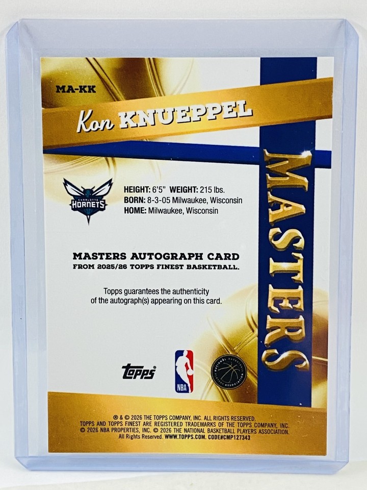 2025-26 Topps Finest Kon Knueppel RC Masters Auto Gold Geometric #12/50 ...