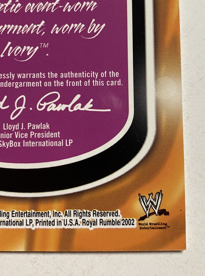 IVORY : WWE DIVAstating = Authentic Event-Worn UNDERGARMENT Card | eBay