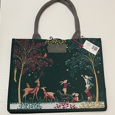 Waitrose Sara Miller Christmas Bag London Robin Bunny Deer Green ...