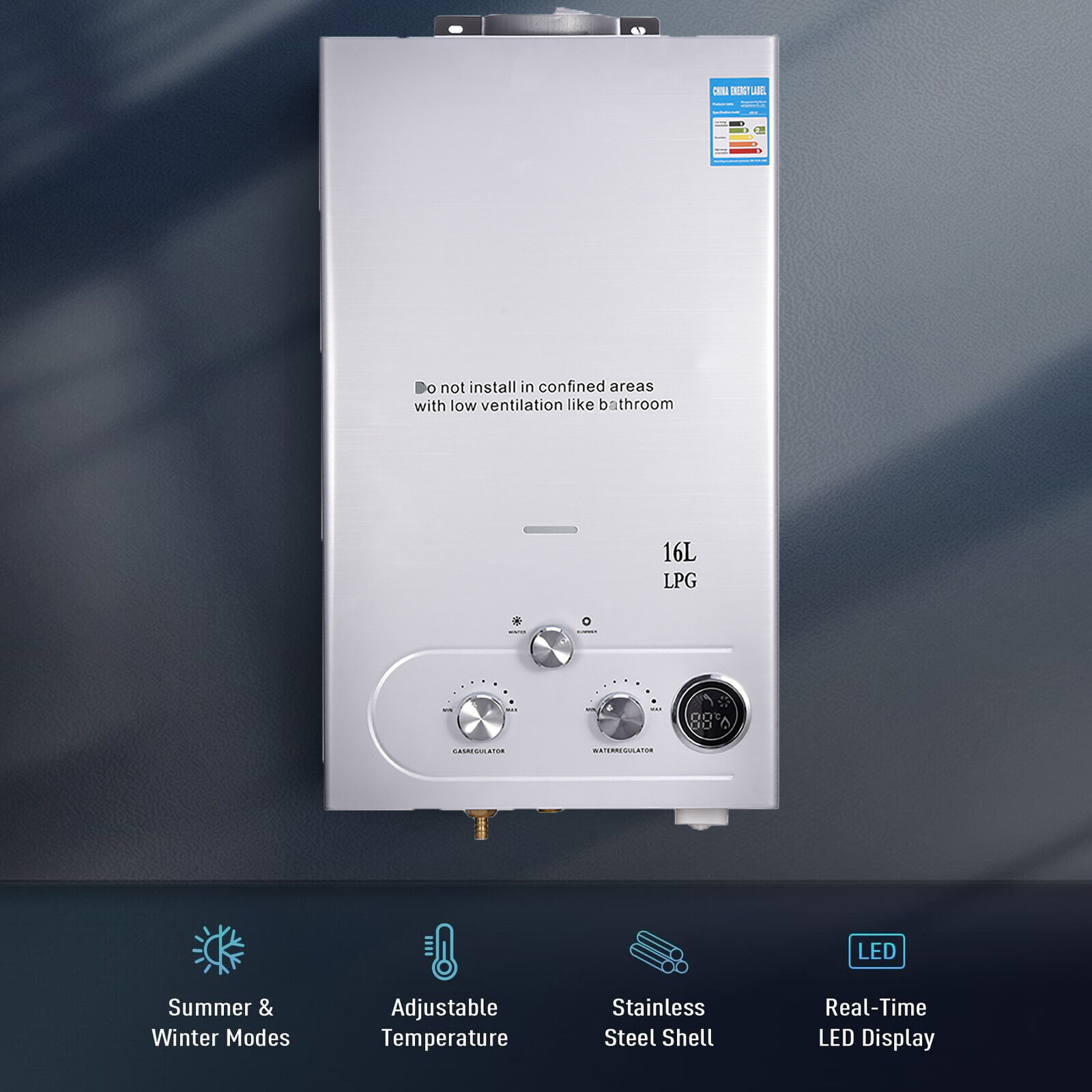 12/16/18L Instant Gas Hot Water Heater | Grelly UK