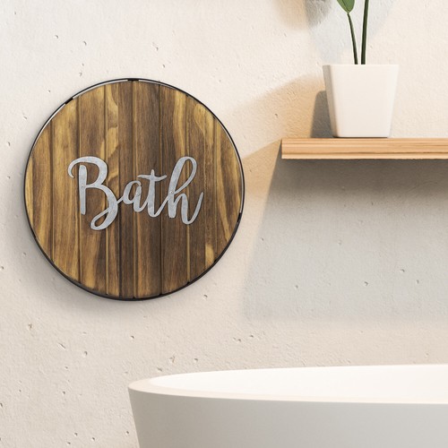 Round Wall Decor with Galvanized Cursive Lettering, Decorative Hanging ...