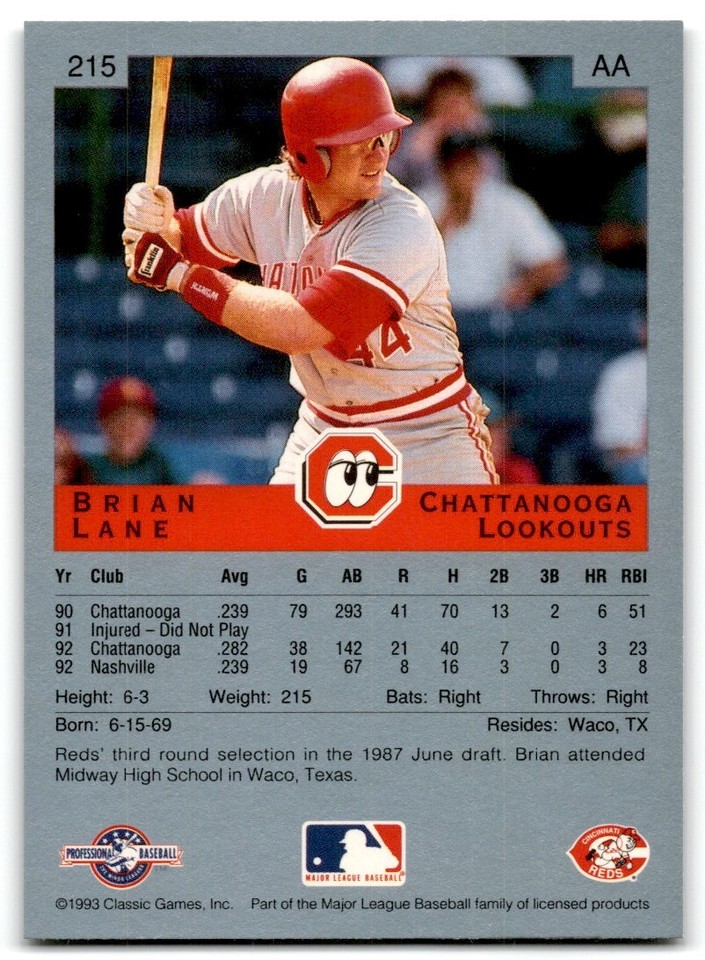 1993 Classic Best Brian Lane Chattanooga Lookouts #215 | eBay