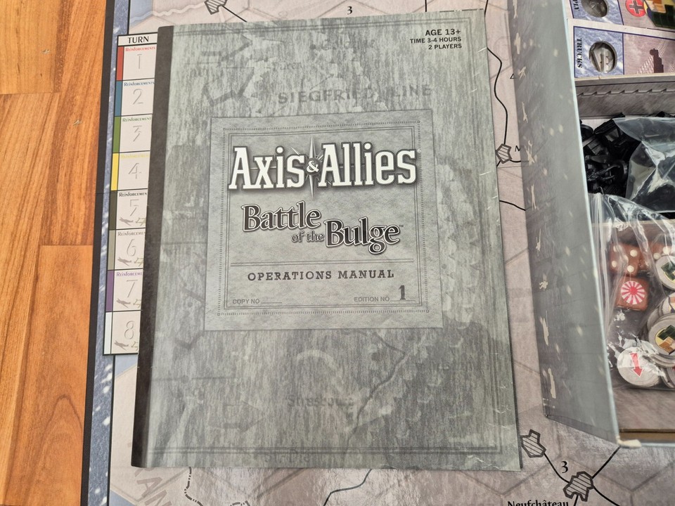 AVALON HILL 100% COMPLETE AXIS & ALLIES BATTLE OF THE BULGE WW2 BOARD ...