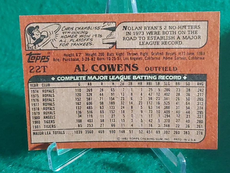 1982 Topps Traded Baseball #22T Al Cowens Seattle Mariners | eBay