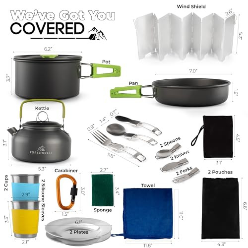 Campfire Cooking Set - 19pc Camp Kitchen with Pots, Pans, and Camping ...