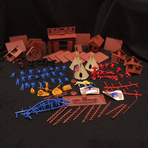 HUGE LOT Marx Fort Apache Playset REISSUE Indian Cavalry Blockhouse ...